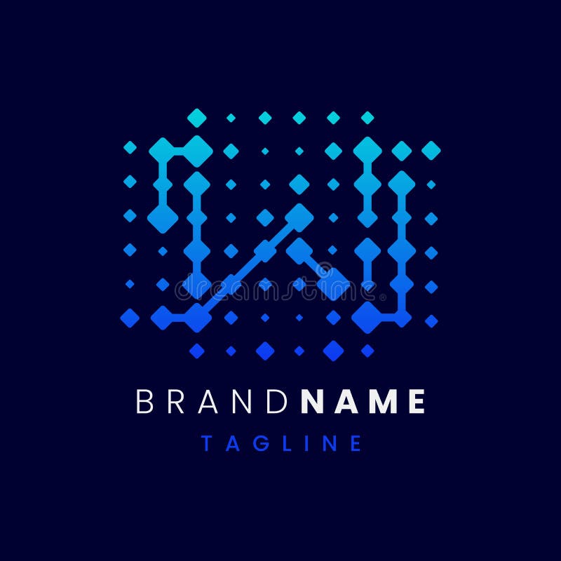 Letter W Connected Dots Technology Logo Design Stock Vector ...