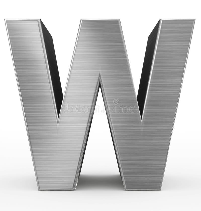 Letter W 3d Metal Isolated on White Stock Illustration - Illustration ...