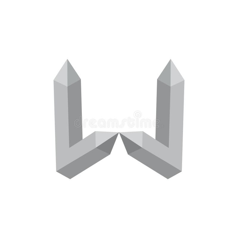 Letter W 3d Pencil Shape Symbol Vector Stock Vector - Illustration of ...