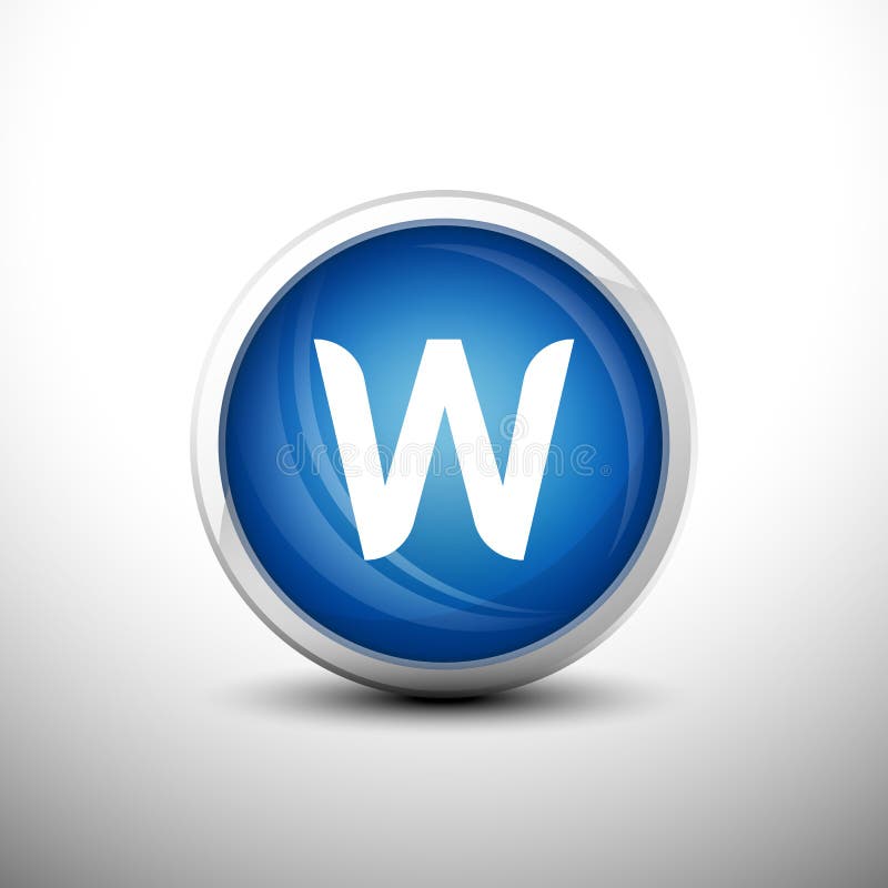 Letter W in 3D Shiny Blue Keys for Web Icons Stock Vector ...