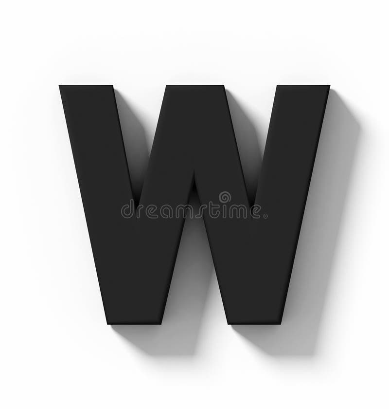 Letter W 3D White Isolated on White with Shadow - Orthogonal Pro Stock ...