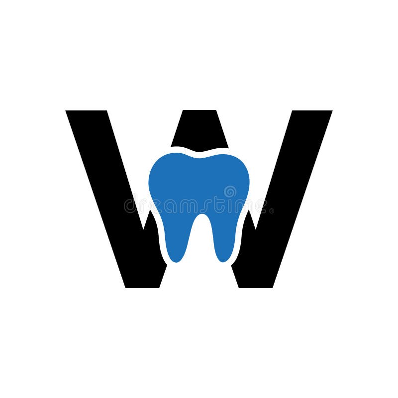 Letter W Dental Logo Concept with Teeth Symbol Vector Template Stock ...