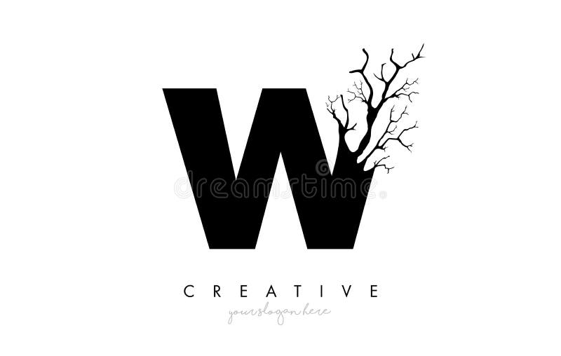 Letter W Design Logo with Creative Tree Branch. W Letter Tree Icon Logo ...