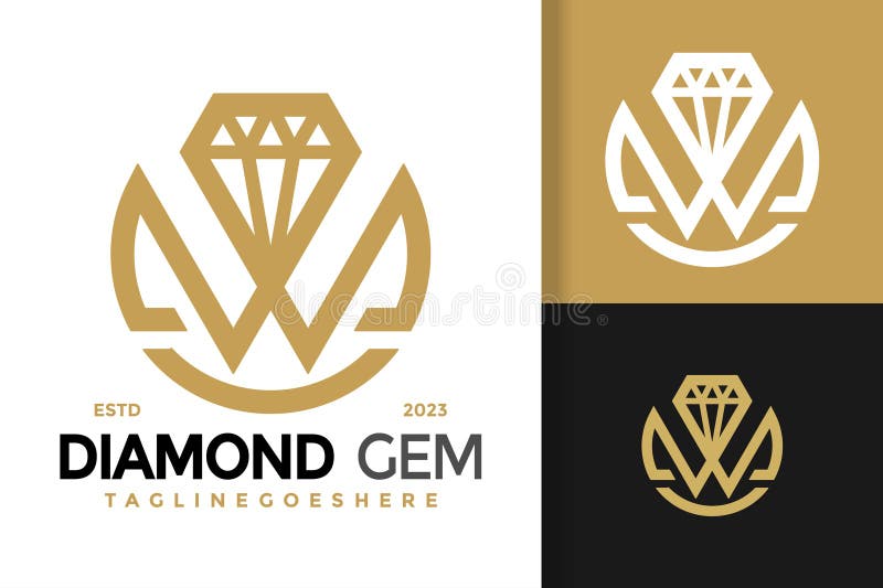 Letter W Diamond Gem Logo Vector Icon Illustration Stock Vector ...