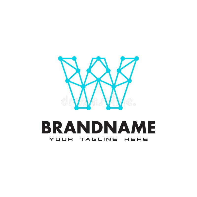 Letter W Dot Network Connection Logo Design Template Stock Vector ...