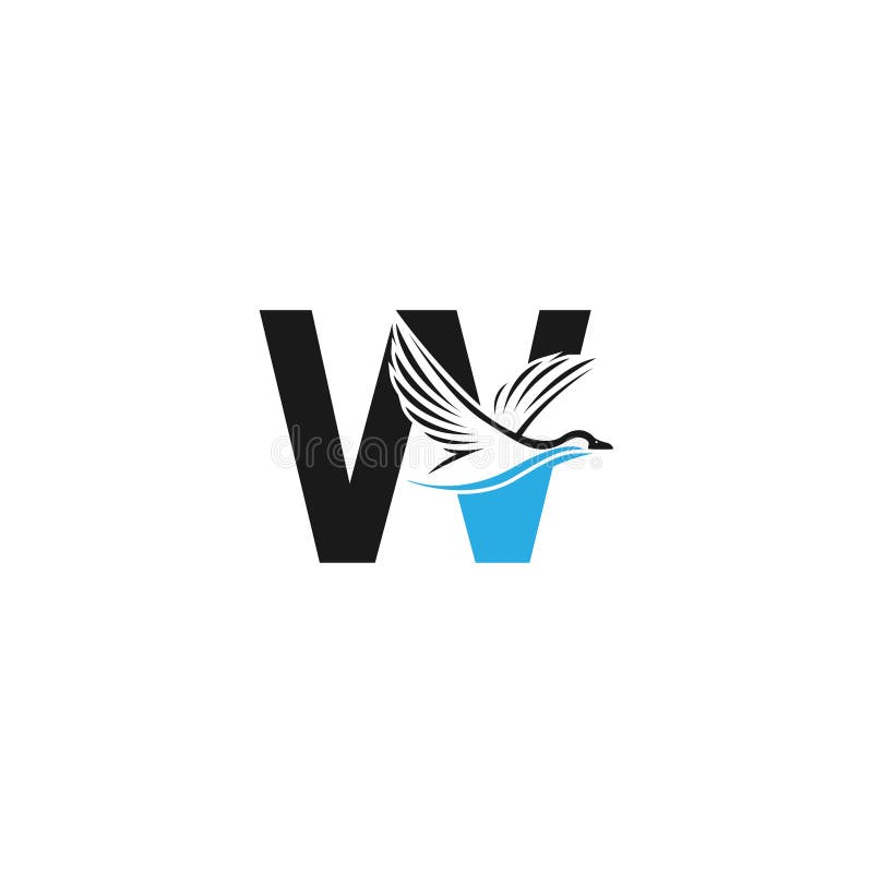 Letter W with Duck Icon Logo Design Illustration Stock Illustration ...