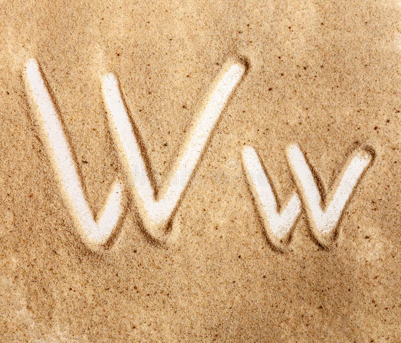 Letter W. English Handwritten Alphabet in the Sand Stock Photo - Image ...