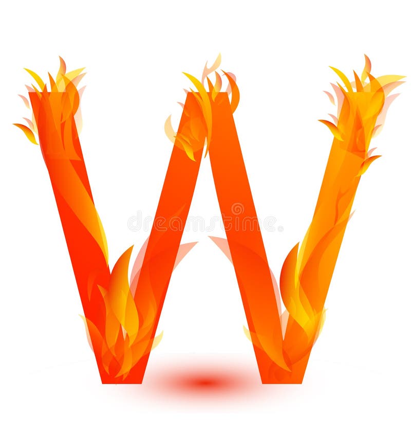 Letter W in Fire Flame Icon Vector Stock Vector - Illustration of ...