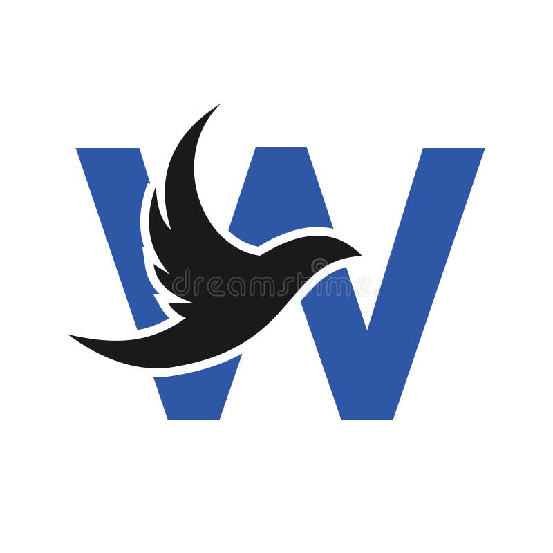 Letter W Flying Bird Logo Template Vector Sign. Dove Bird Logo on ...