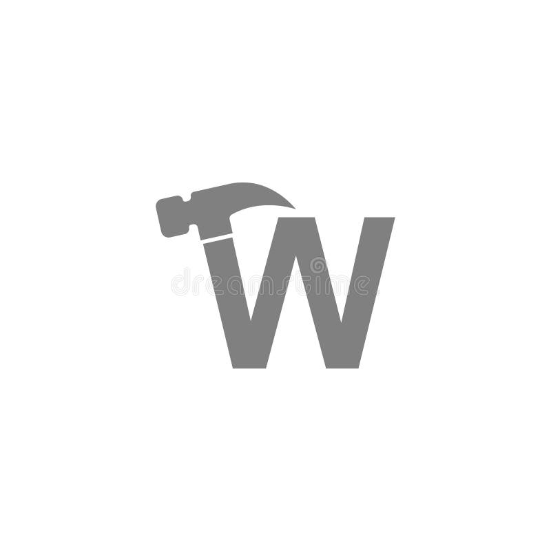 Letter W and Hammer Combination Icon Logo Design Stock Vector ...