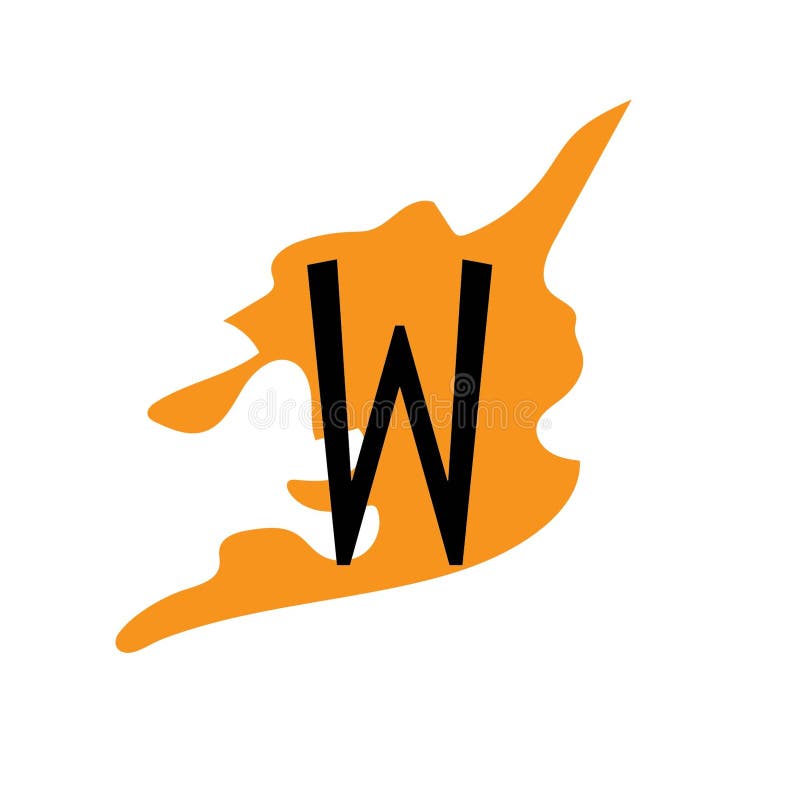 Letter W with Illustration of Orange Color Backing Stock Illustration ...