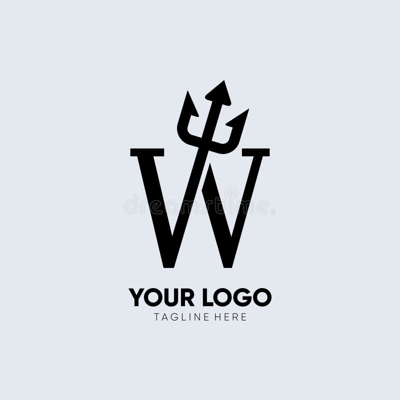 Letter W Initial Trident Logo Design Icon Vector Emblem Graphic Stock ...