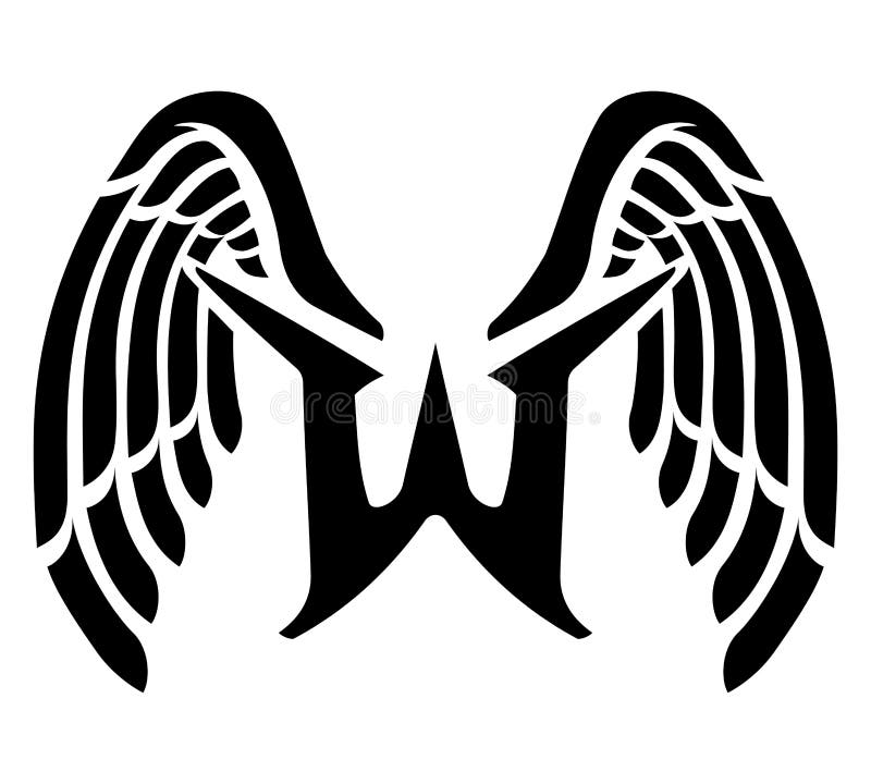 Letter W, Initials with Design Wings Stock Vector - Illustration of ...