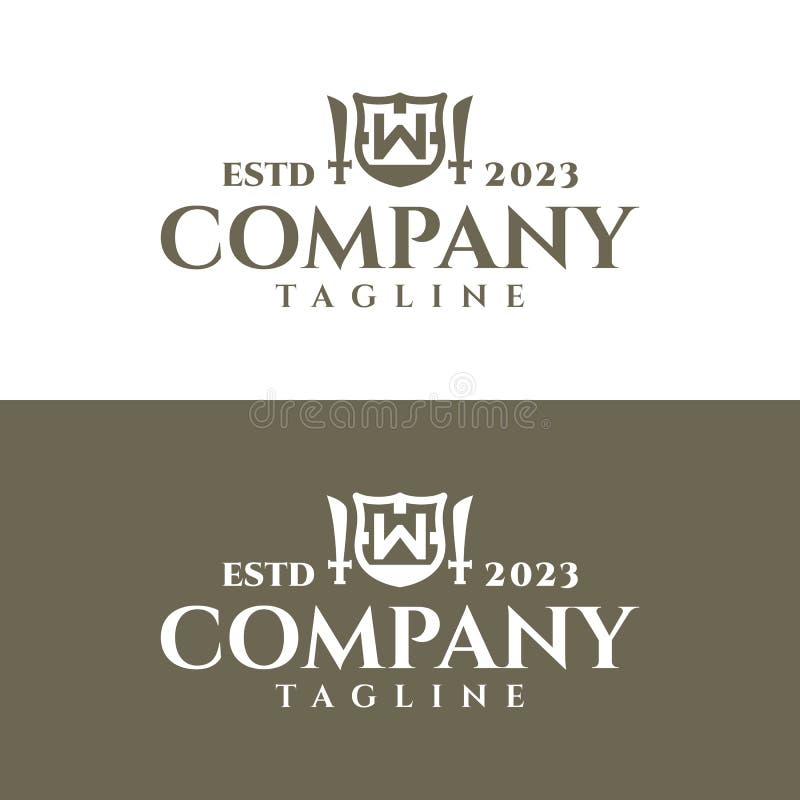 Letter W Inside a Shield and a Sword with a Classic Medieval Style ...