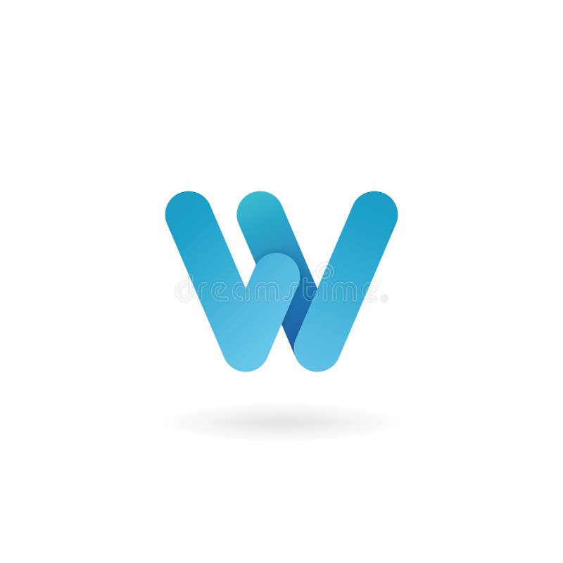 Letter W Logo. Blue Icon. Ribbon Styled Font. Stock Vector ...