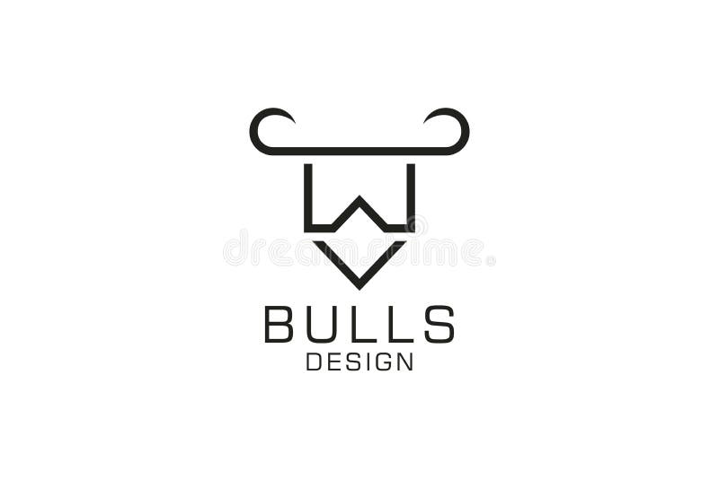 Letter W Logo, Bull Logo,head Bull Logo, Monogram Logo Design Template ...