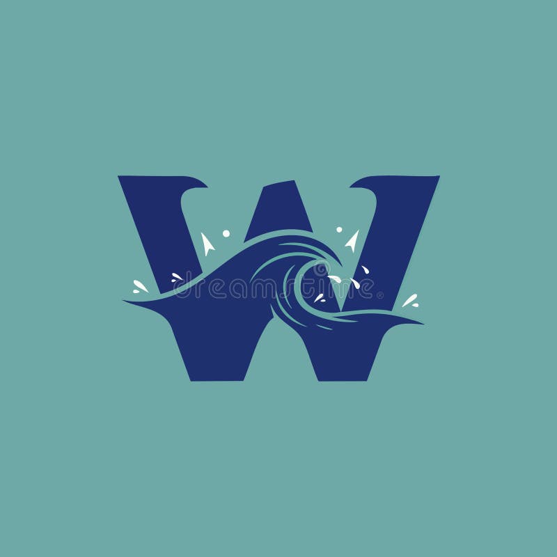 [Letter W Logo Design with a Dynamic Ocean Wave and Water Splashes ...