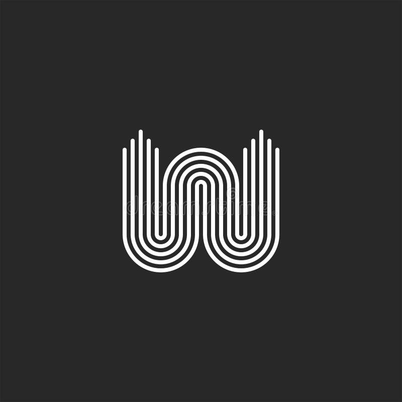 Letter W Logo Minimal Monogram Initial Curved Form, Smooth Parallel ...
