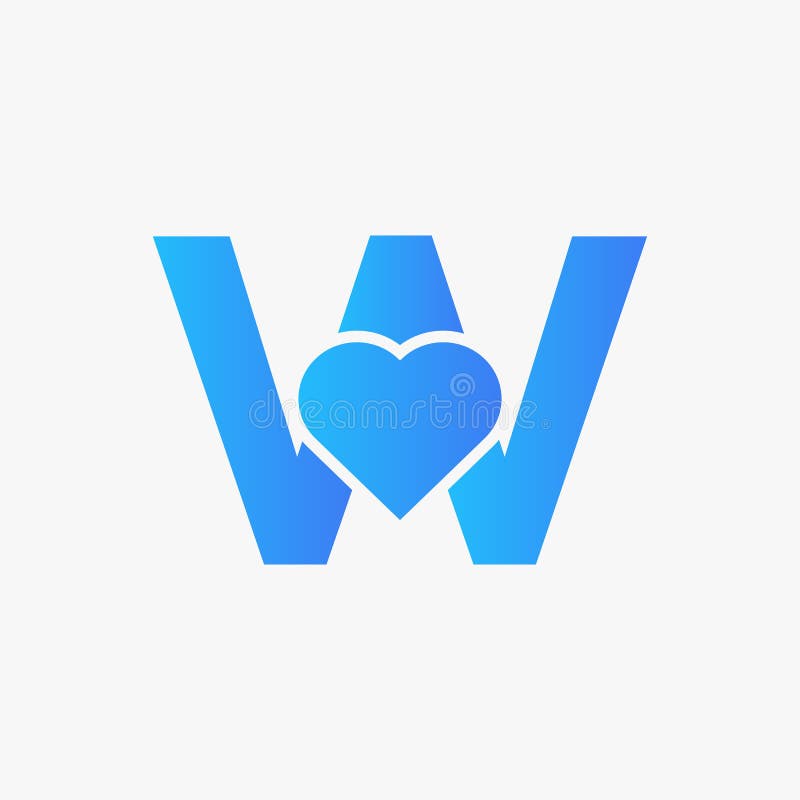 Letter W Love Symbol and Heart Icon Concept Vector Template Stock ...