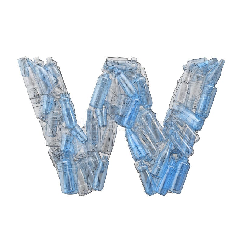 Letter W Made from Plastic Bottles. Plastic Recycling Font Stock ...