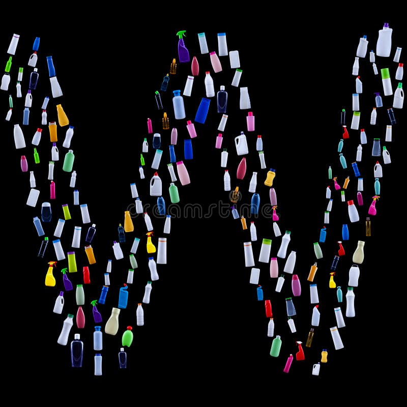 Letter W Made of Plastic Waste Bottles Stock Image - Image of colorful ...