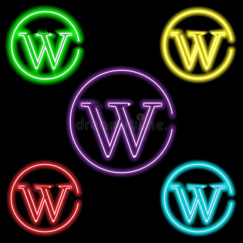 Letter W Neon Set Logo Vector Stock Vector - Illustration of abstract ...