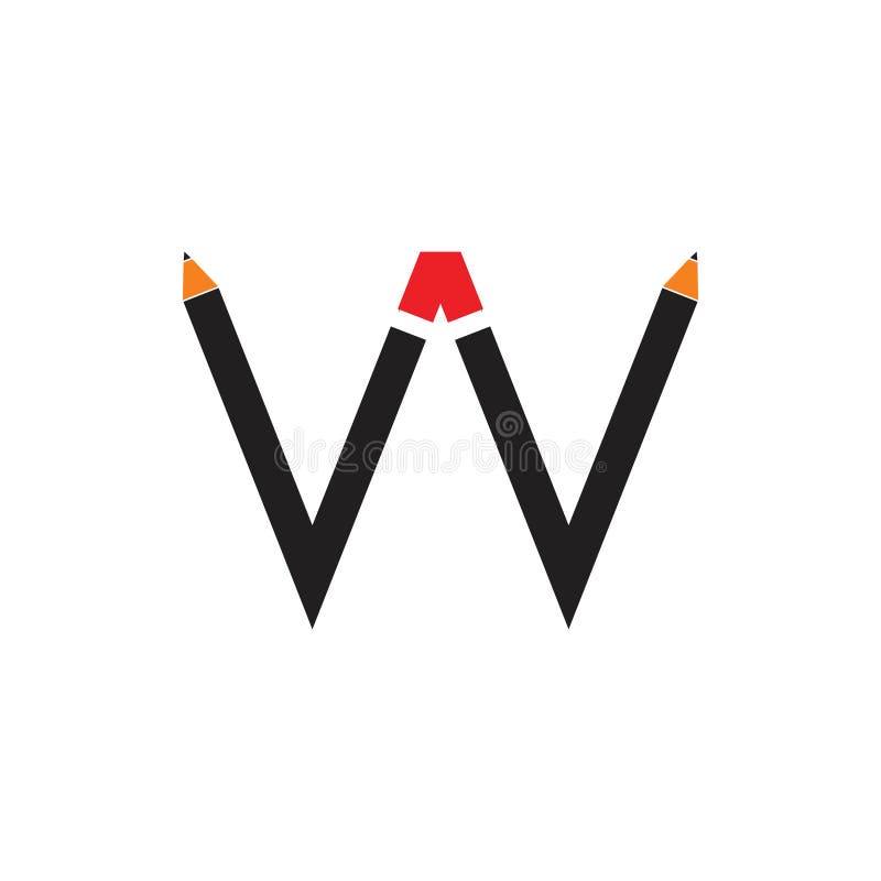 Letter W Pencil Shape Drawing Logo Vector Stock Vector - Illustration ...