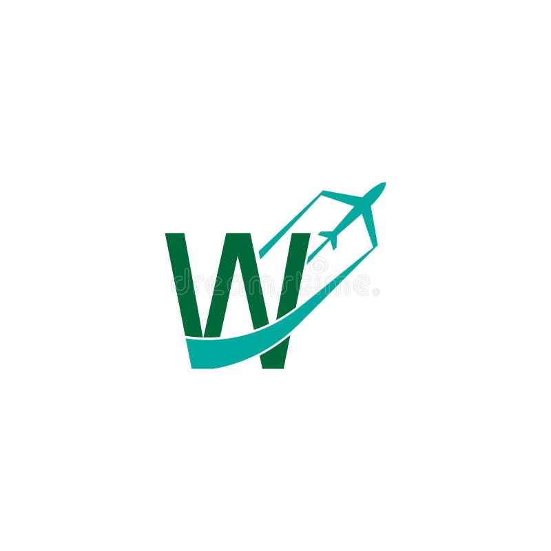 Letter W with Plane Logo Icon Design Vector Stock Vector - Illustration ...