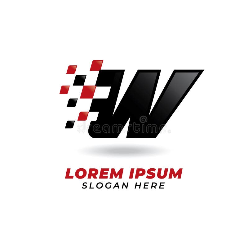 Letter W with Race Flag Icon Symbol Design Stock Vector - Illustration ...