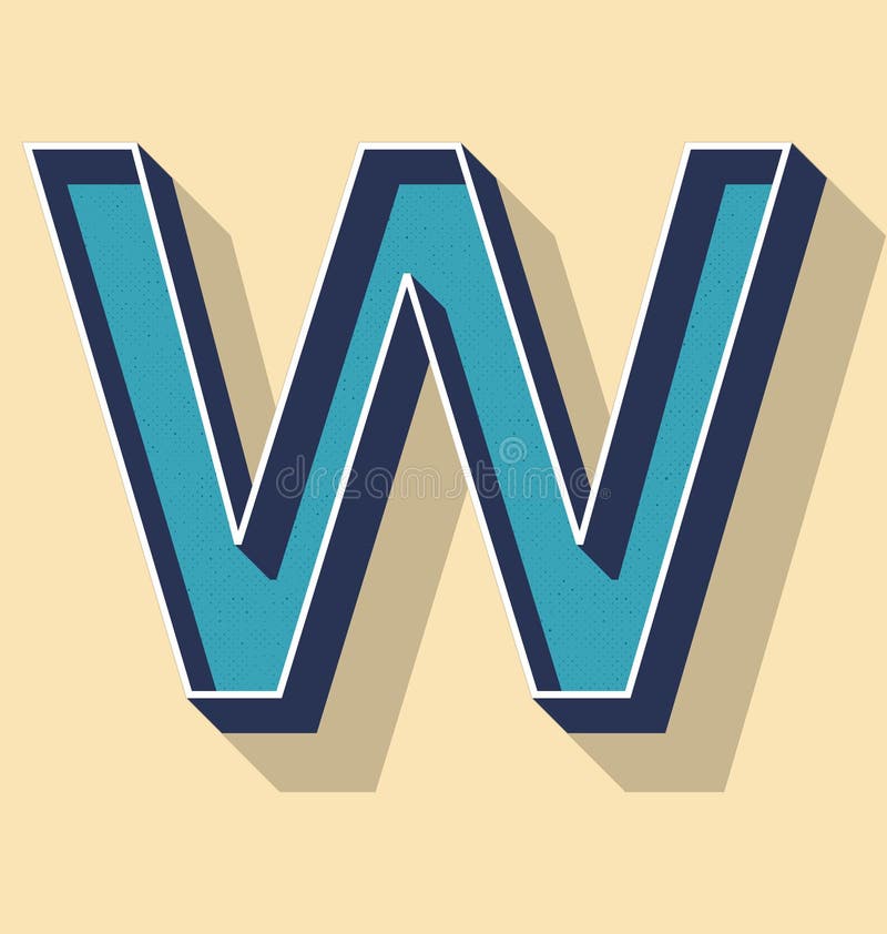 Letter W Retro Vector Text Style, Fonts Concept Stock Vector ...