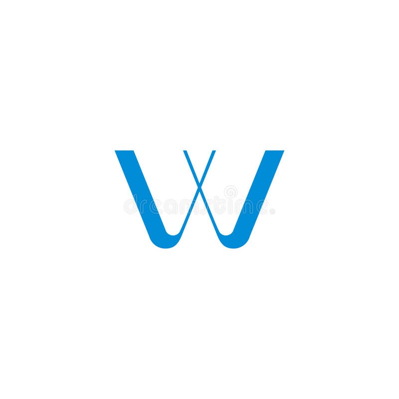 Letter W Ribbon Blue Simple Geometric Logo Vector Stock Vector ...