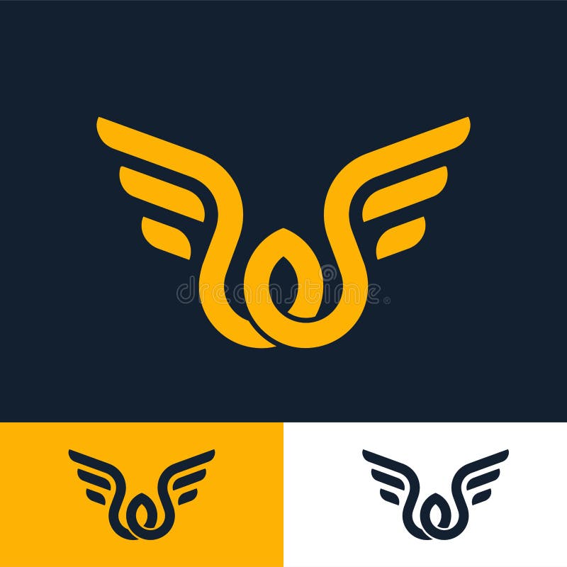 Letter W Shape Logo Template with Abstract Wings, Logo with Modern and ...