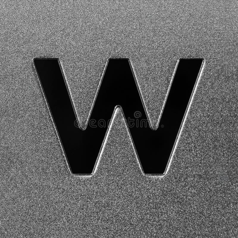 Letter W on a Silver Grained Shiny Metal Surface. English Alphabet ...