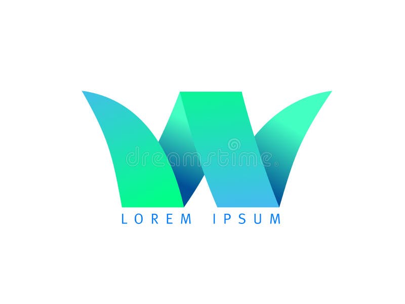 Letter W Vector Logo Symbol, W Shaped Ribbon Logotype Stock Vector ...