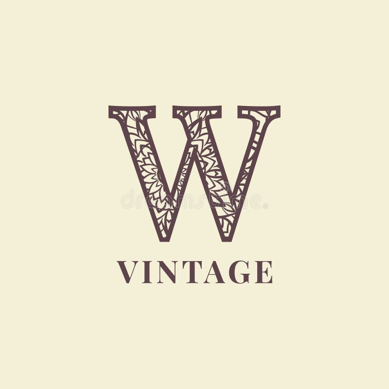 Letter W Vintage Decoration Logo Stock Vector - Illustration of ...