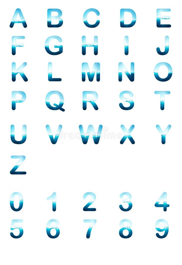 Letter W of Water Alphabetalphabetic Water Letters a To Z and Numbers 1 ...
