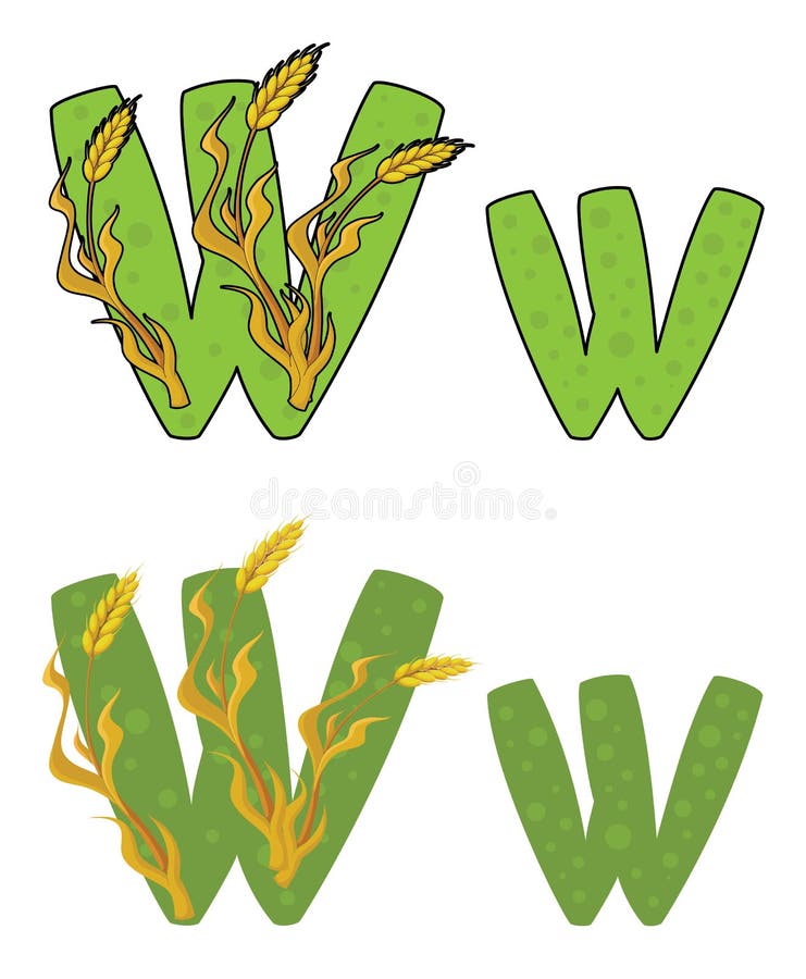 Letter W wheat stock vector. Illustration of nature, cartoon - 26409452