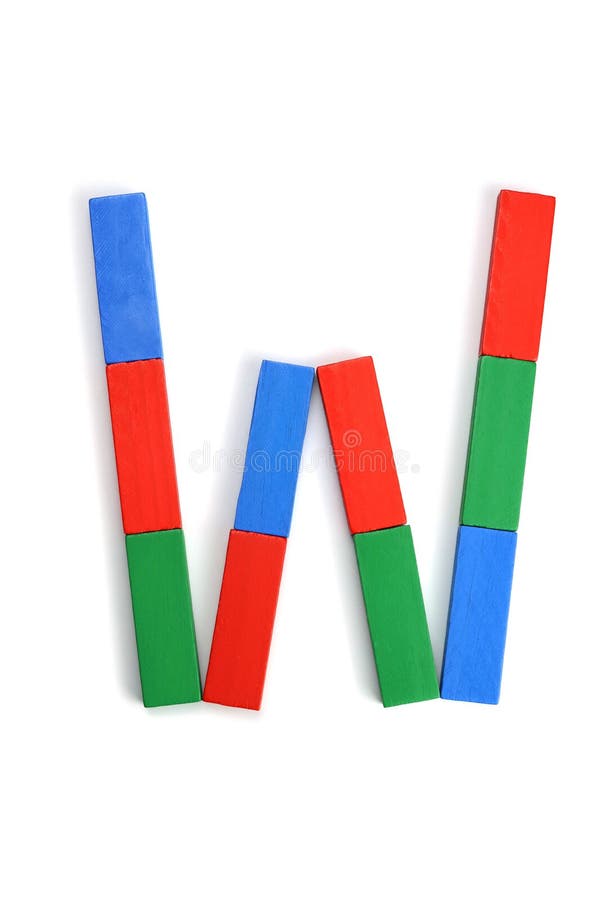 Letter W Written with Colored Wooden Blocks Isolated on White Stock ...