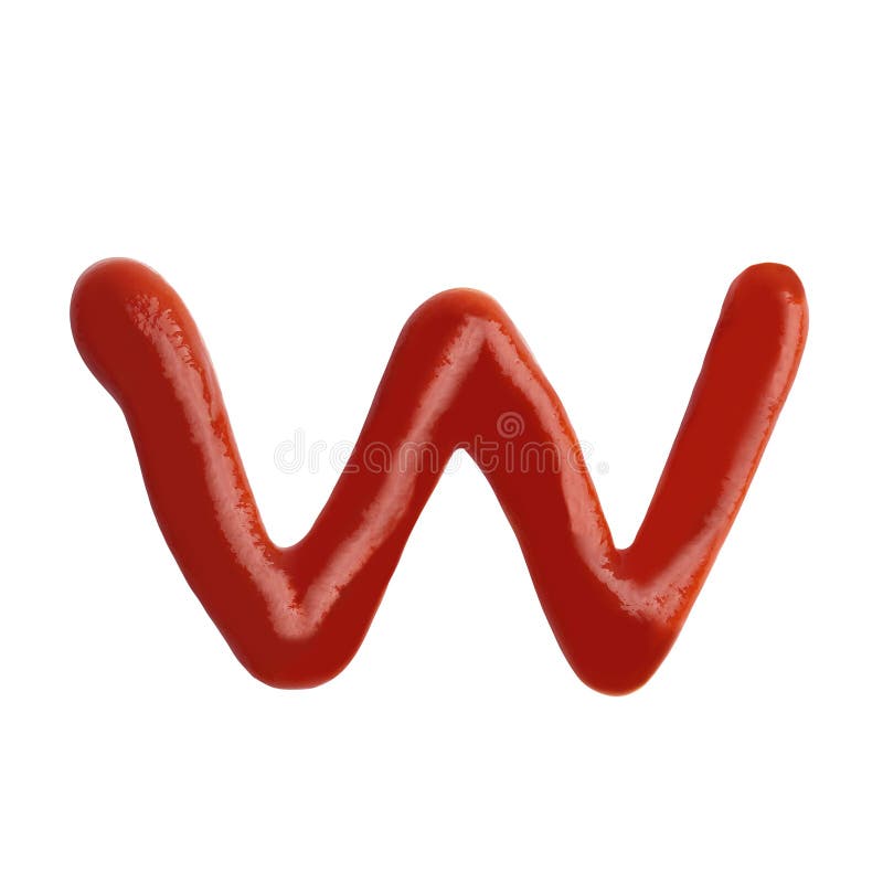 Letter W Written with Ketchup on White Background Stock Image - Image ...