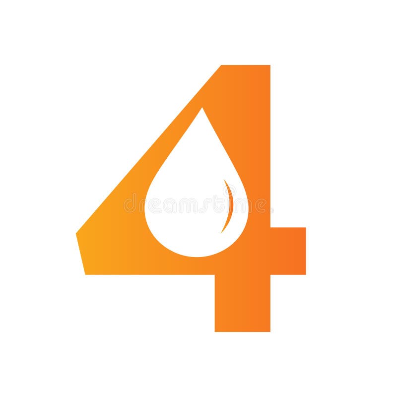 Letter 4 Water Logo Element Vector Template. Water Drop Logo Symbol ...