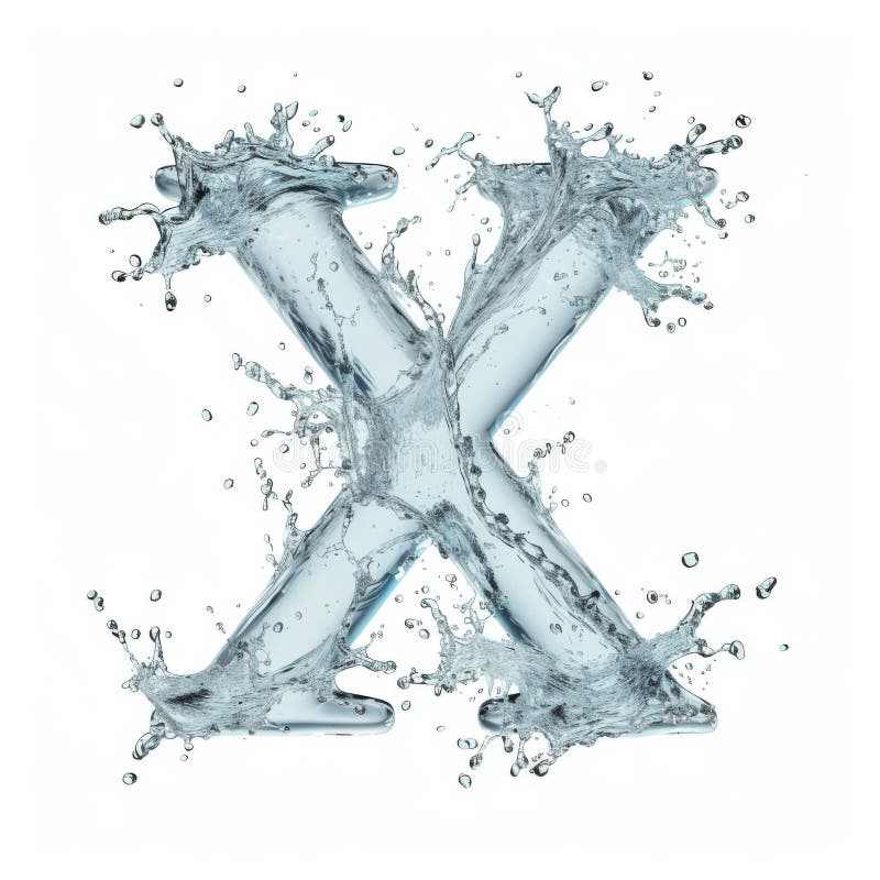 Letter X. Water Splashes Alphabet Isolated on a White Background Stock ...