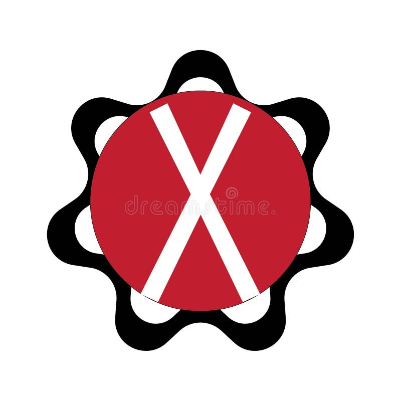 Letter X White Color with Red Circle and Black Waves Stock Illustration ...