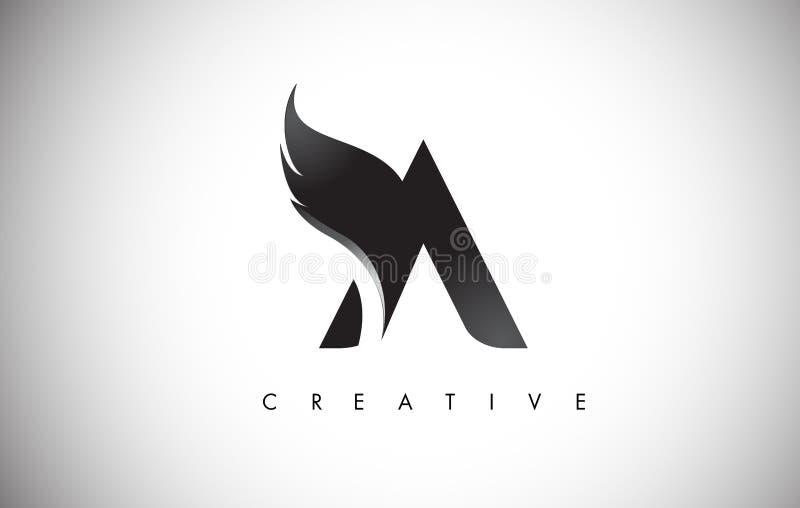 A Letter Wings Logo Design with Black Bird Fly Wing Icon. Stock Vector ...