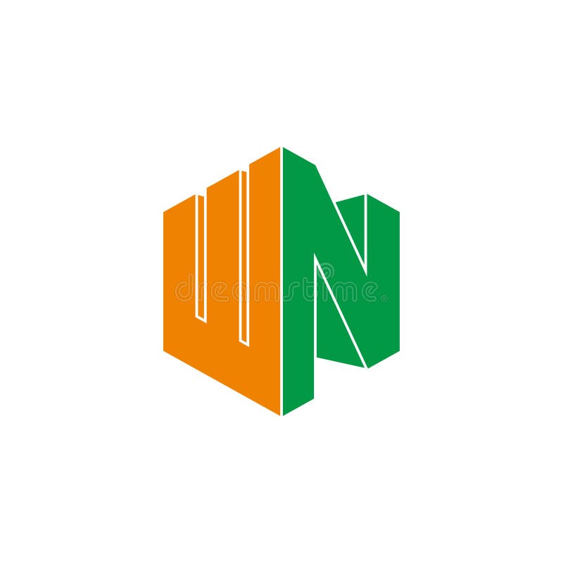 Letter Wn Simple Geometric 3d Flat Colorful Design Logo Vector Stock ...