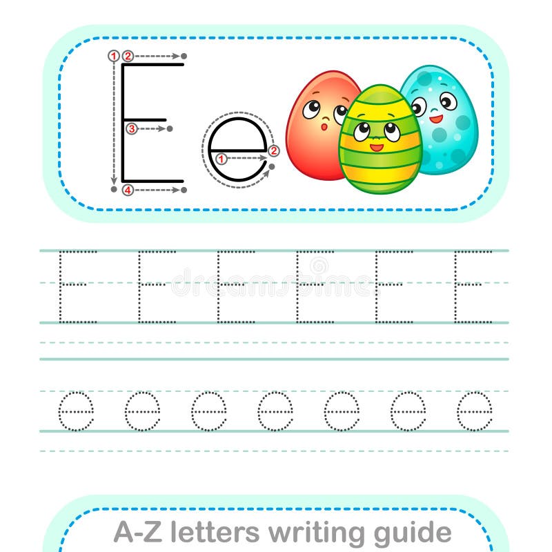 Letter Writing Guide. Worksheet Tracing Letters E. Uppercase and ...
