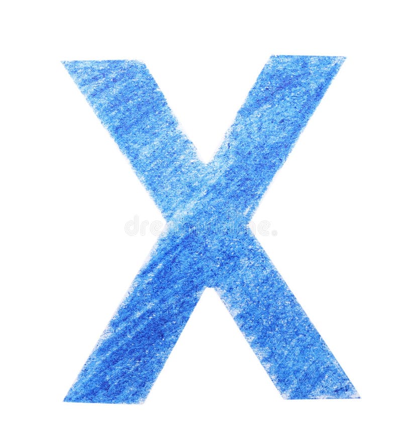 Letter X Written with Blue Pencil on White Background Stock ...