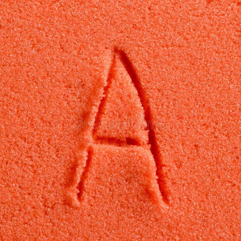 Letter a Written on Orange Sand Stock Image - Image of carved, drawing ...
