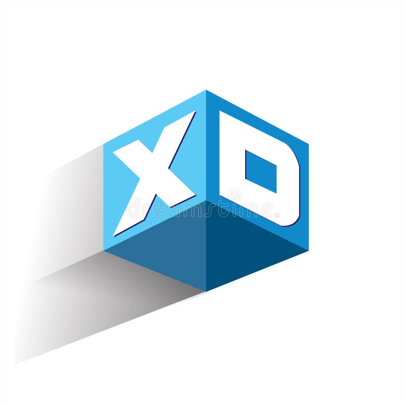 Letter XD Logo in Hexagon Shape and Blue Background, Cube Logo with ...