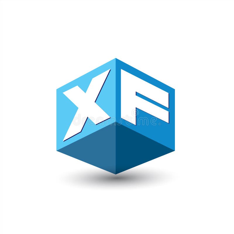 Letter XF Logo in Hexagon Shape and Blue Background, Cube Logo with ...