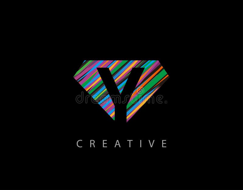 Letter Y Abstract Diamond Logo. Creative Y Letter Design with Colorful ...
